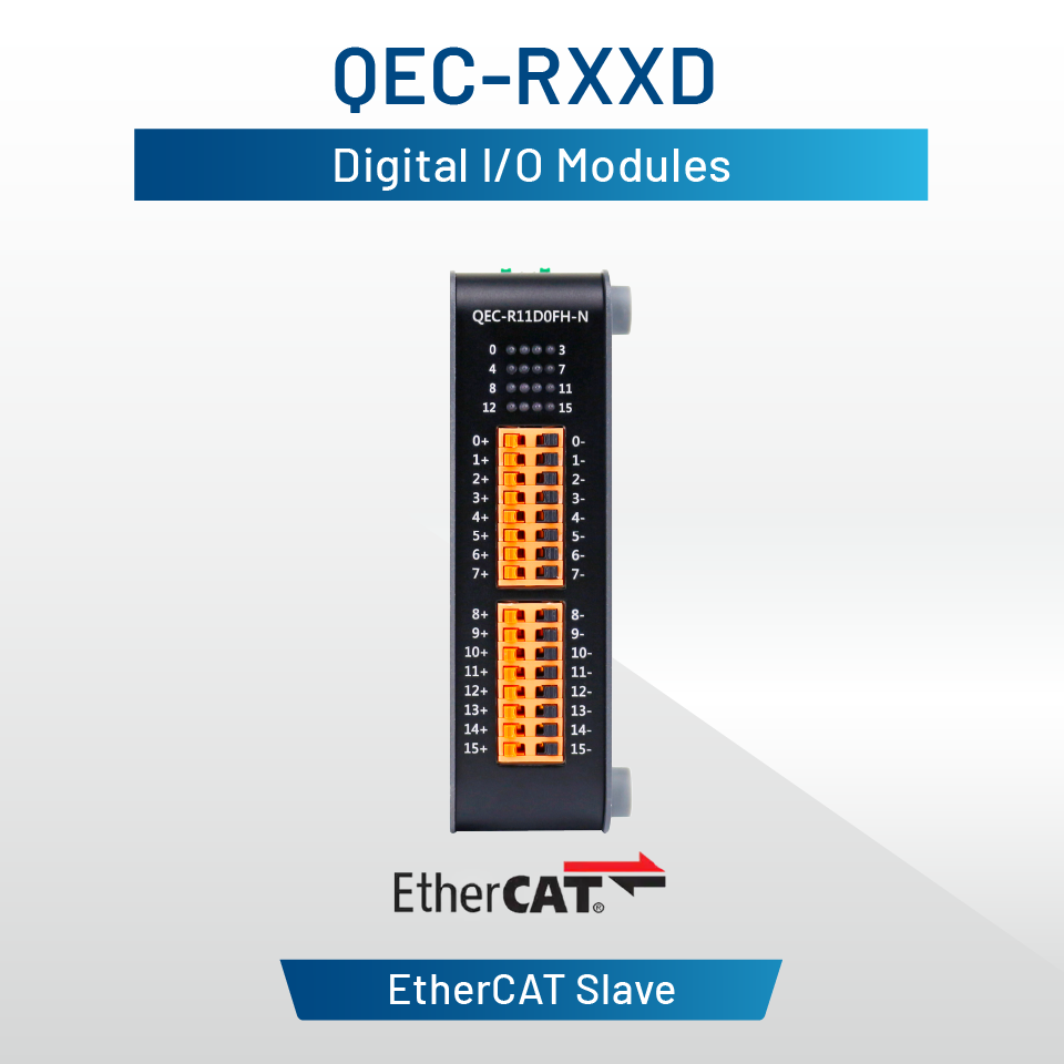 ICOP Technology Inc. - QEC-RXXD, EtherCAT Slave Digital I/O modules, Cycle time up to 100µs, and ...